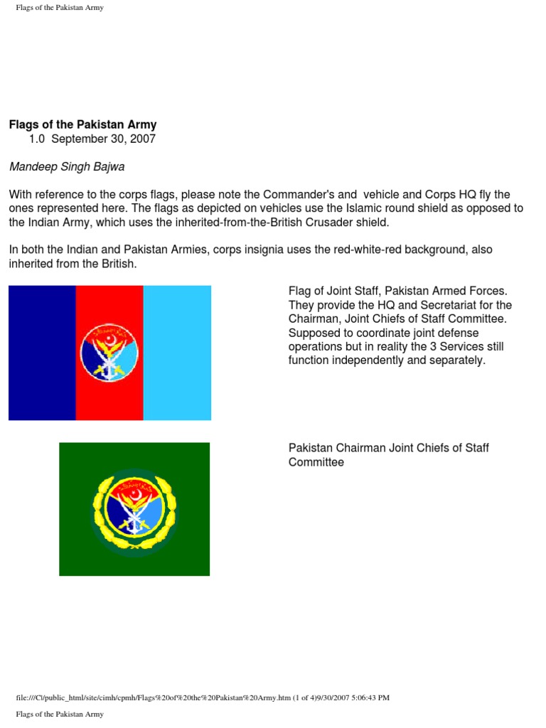 Pakistan Army Corps Flags Overview | PDF | Pakistan Army | Corps