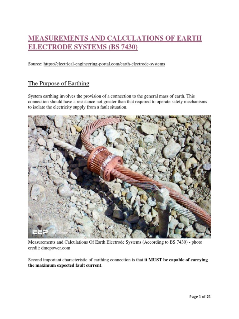 BS 7430 Earthing System Calculations | PDF | Electrical Resistivity And ...