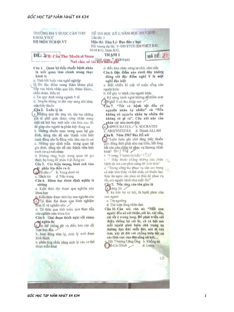 TL ĐĐYH. GÓC HỌC TẬP NĂM NHẤT K46 K34 | PDF