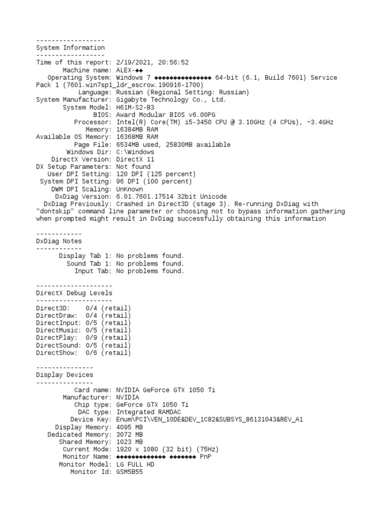 Beamng Dxdiag | PDF | Device Driver | Codec