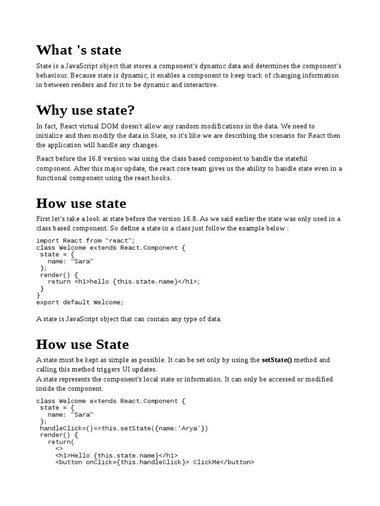 React State | PDF | Method (Computer Programming) | Product Lifecycle React State | PDF | Method (Computer Programming) | Product Lifecycle