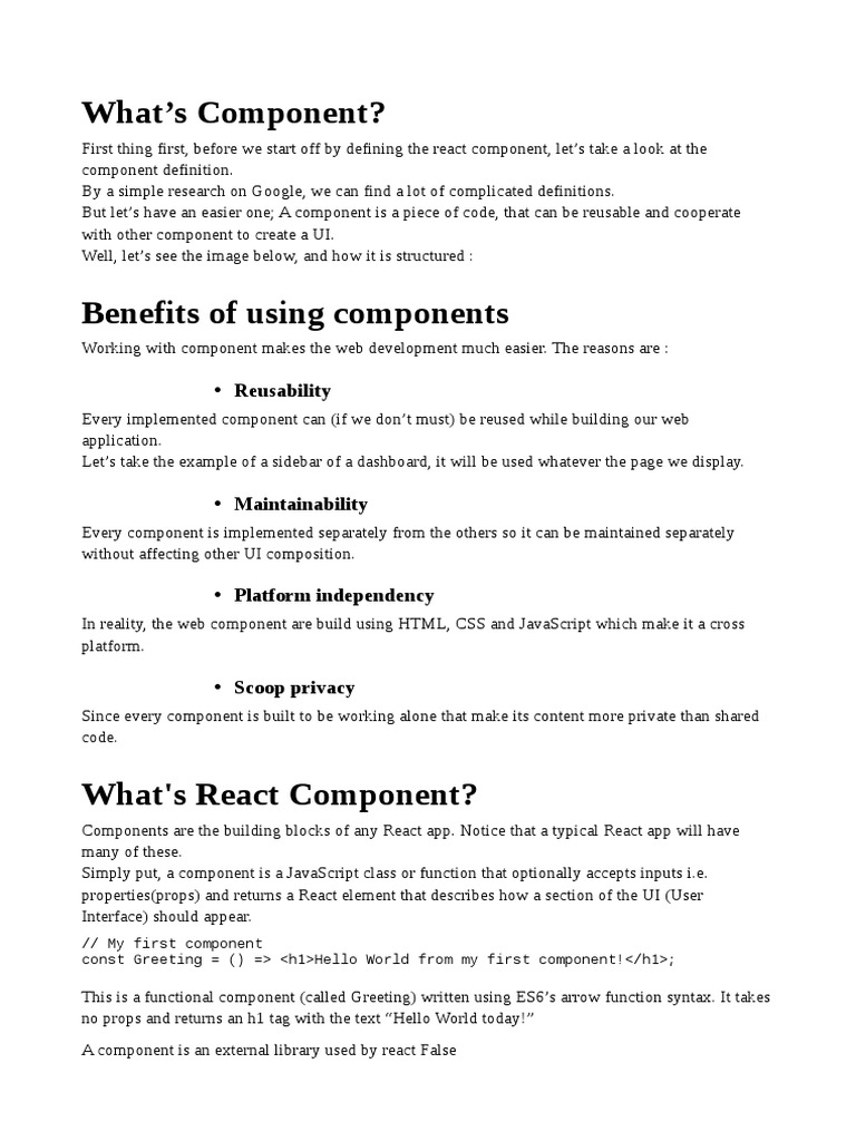 React Components | PDF | Java Script | Html Element React Components | PDF | Java Script | Html Element