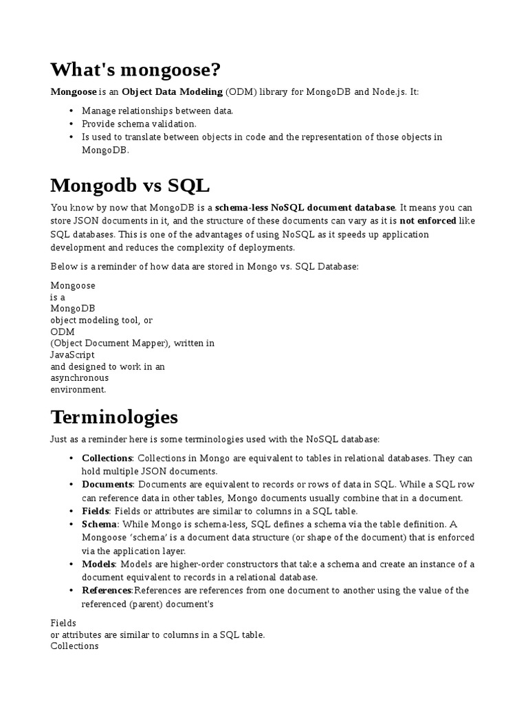 What's Mongoose? | PDF | No Sql | Databases