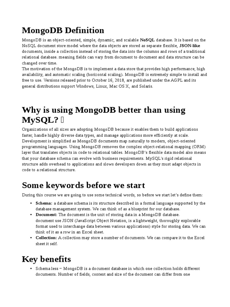 Mongo | PDF | Mongo Db | No Sql