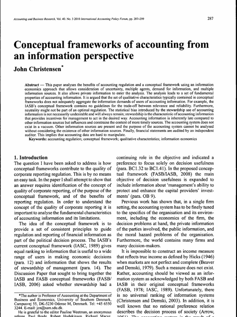 Conceptual Frameworks of Accounting From An Information Perspective ...