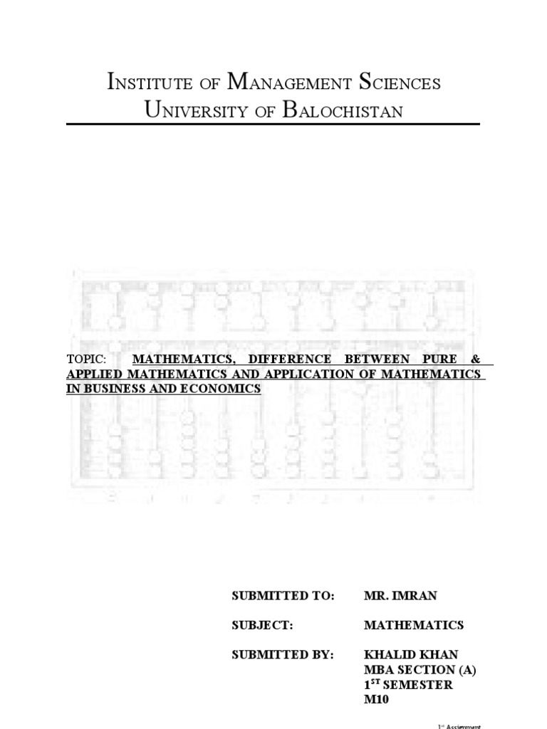 Application of Mathematics in Business | PDF | Pure Mathematics | Demand