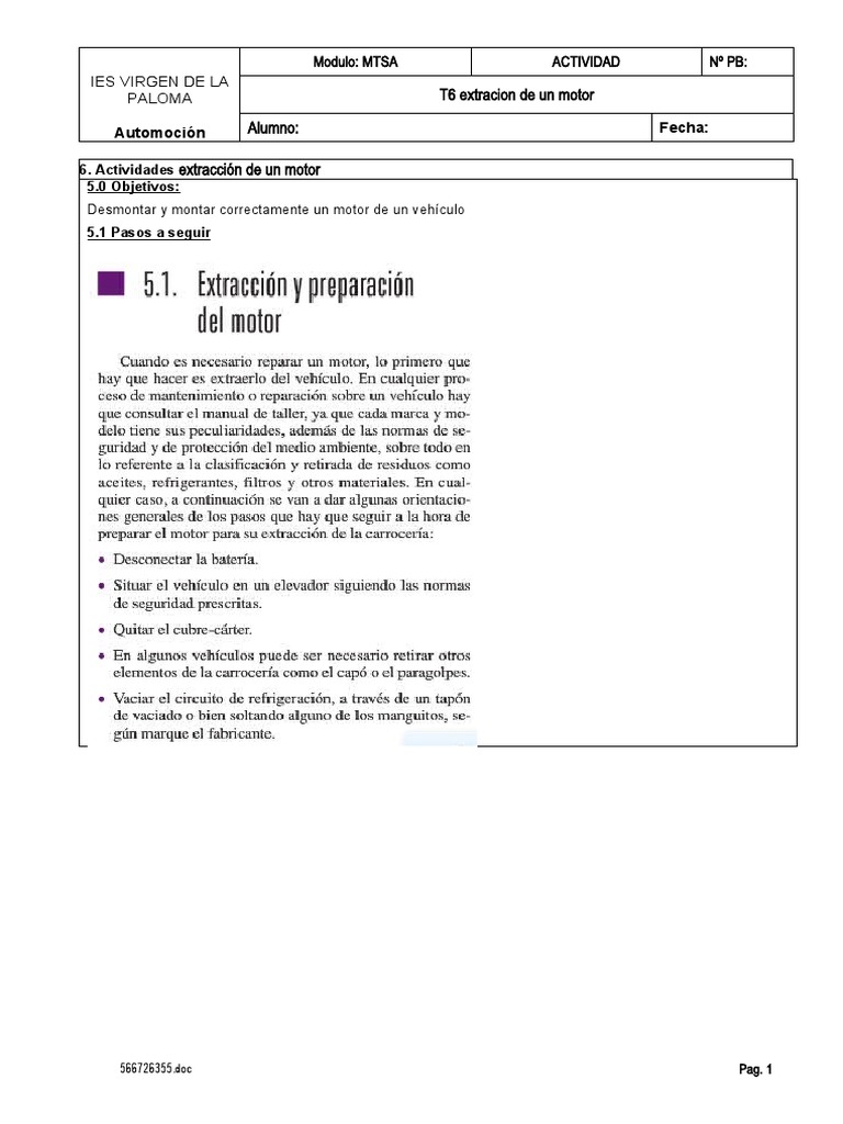 T7 Practica Sacar Motor | PDF