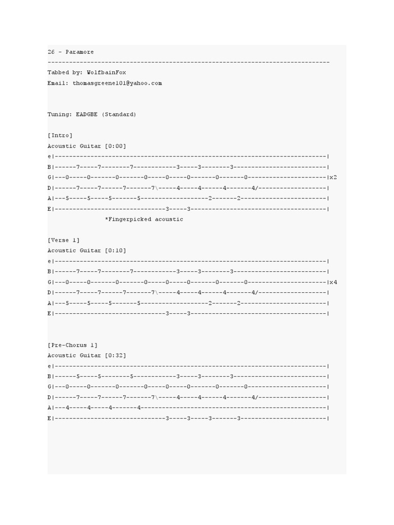 26-Paramore Tabs | PDF | Guitars | Song Structure