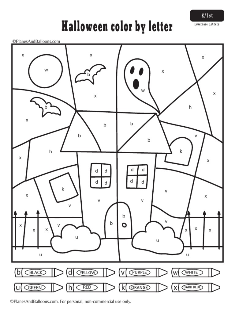 Halloween Color by Letter | PDF | Color | Green