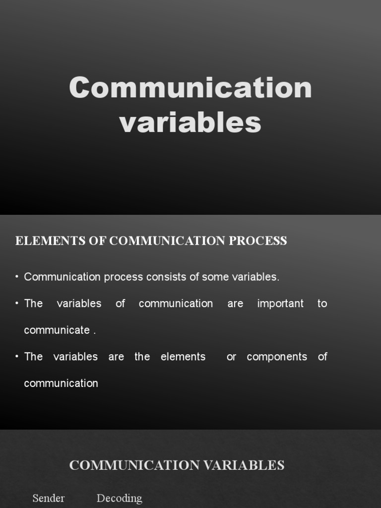 Communication Variables | PDF | Communication | Code