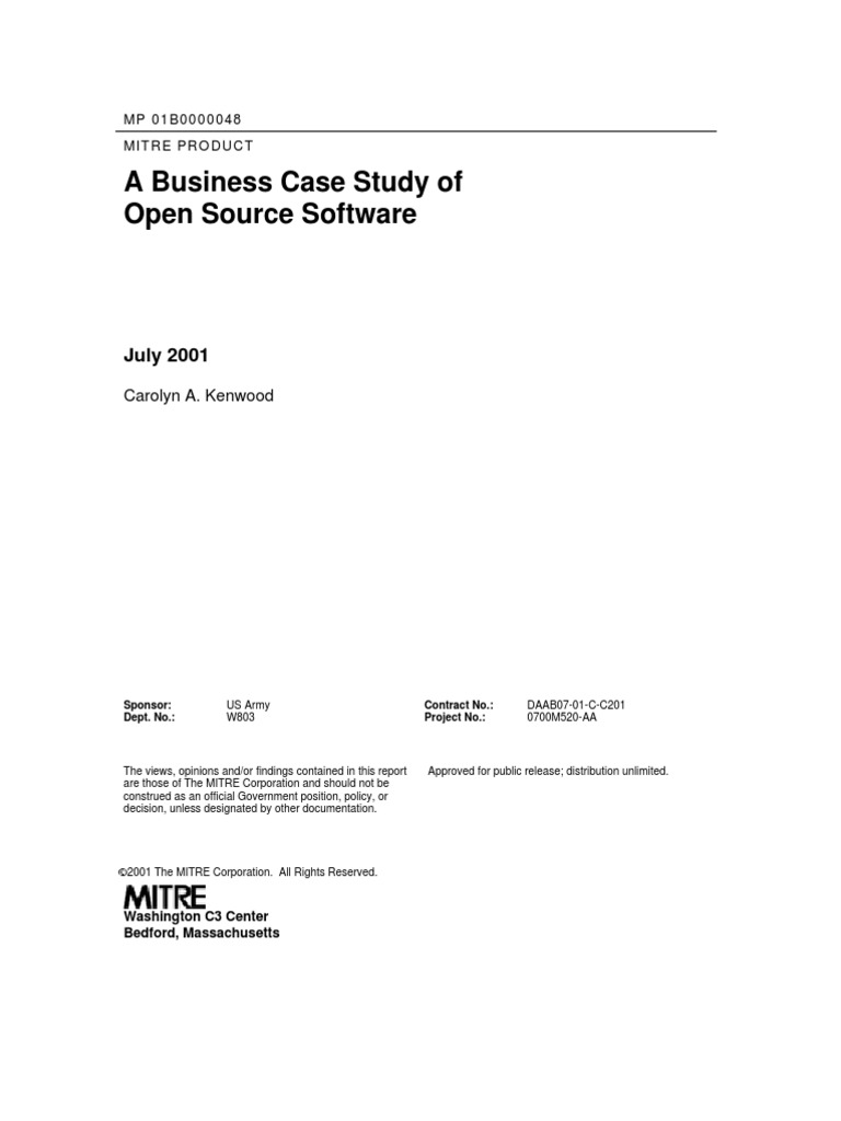A Business Case Study of Open Source Software: July 2001 | PDF | Linux ...