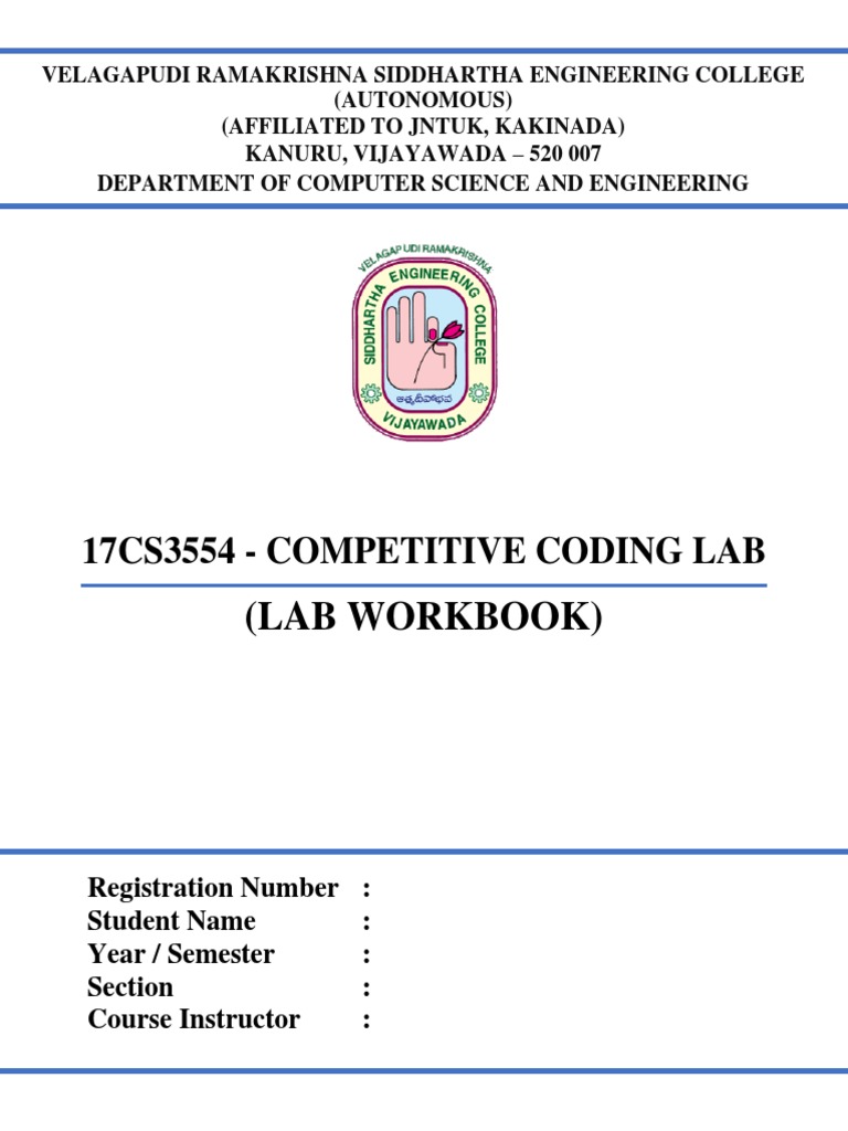 (Lab Workbook) : 17Cs3554 - Competitive Coding Lab | PDF | Pointer ...
