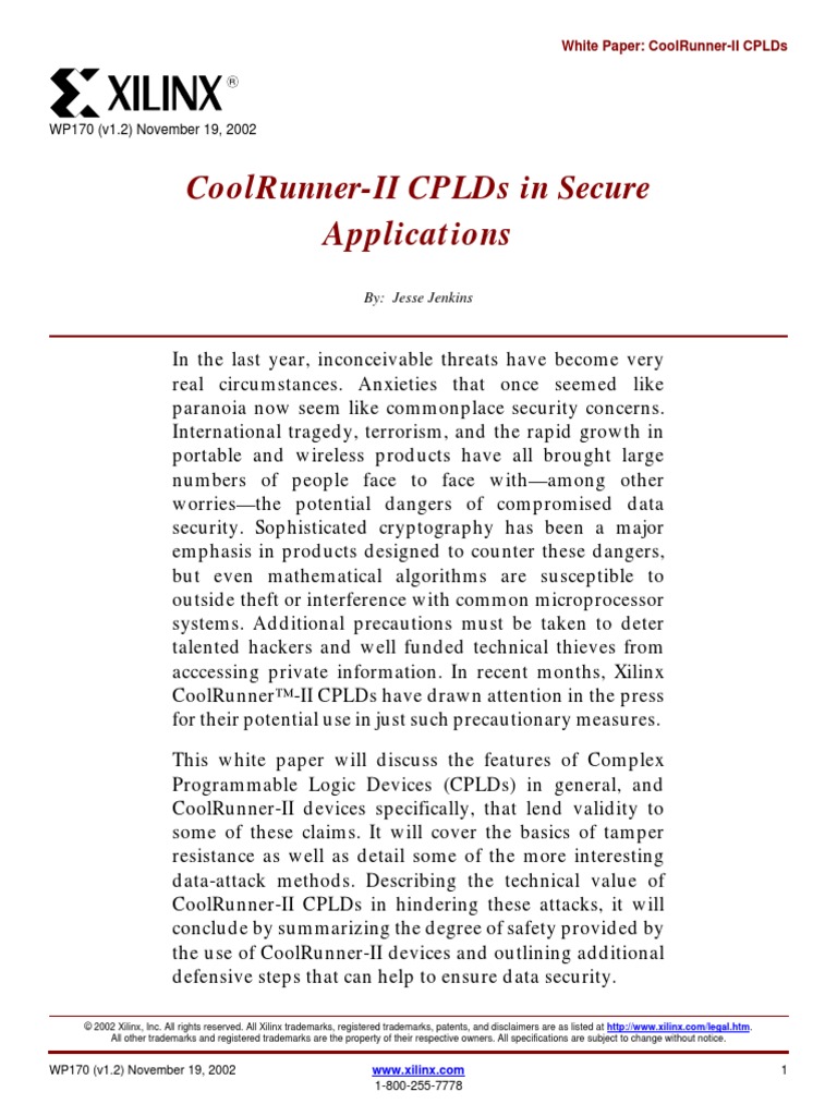 CoolRunner-II CPLDs in Secure Applications | PDF | Computer Engineering | Computing