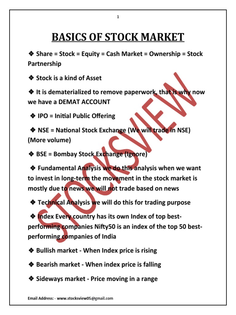 Basics of Stock Market PDF | PDF | Stocks | Day Trading