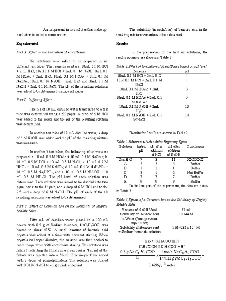 Common Ion Effect | PDF | Ph | Branches Of Thermodynamics