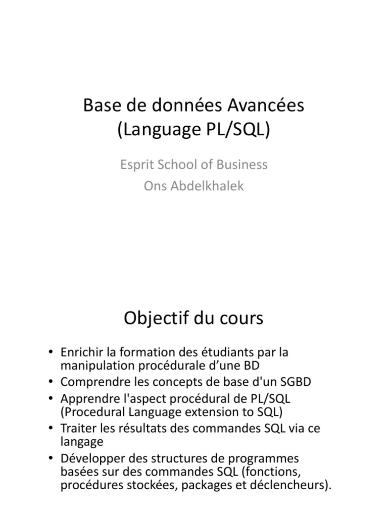 Chapitre 2 - Gestion Des Données Et Structures de Contrôle | PDF | PL/SQL | SQL
