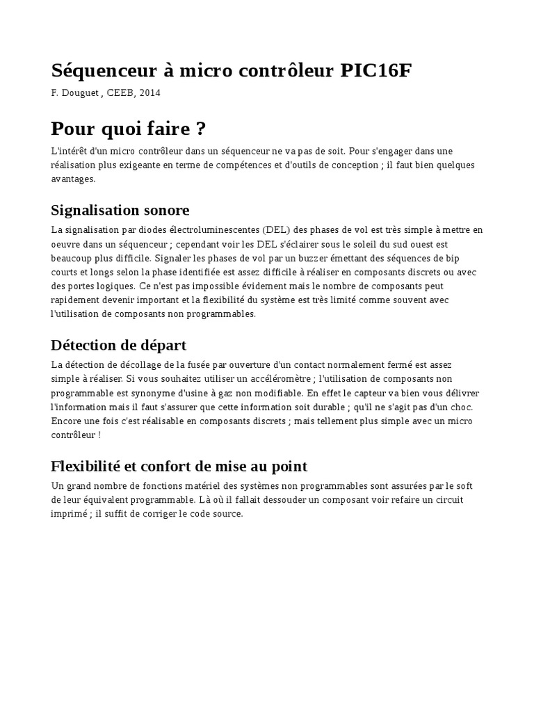 Sequenceur A Micro Controleur Pic16f | PDF | Microphone | Diode électroluminescente