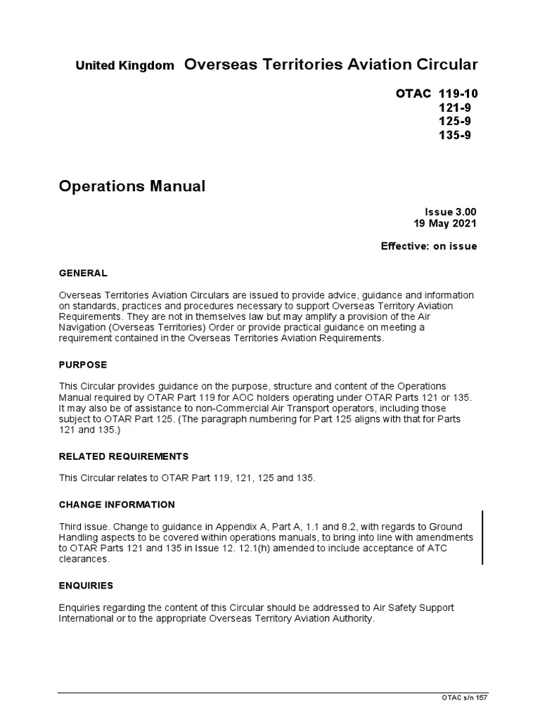 Operations Manual Guidance for OTARs | PDF | Instrument Flight Rules ...