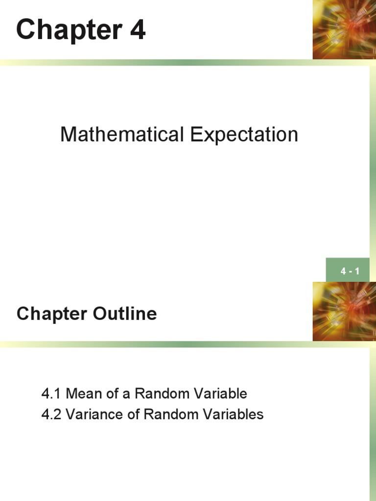 M130 Tutorial - 4 Mathematical Expectation-V.6 | PDF | Mean | Probability Distribution