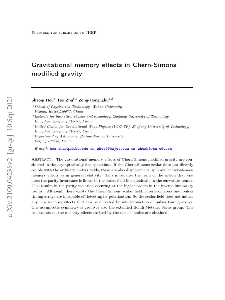 Gravitational Memory Effects in Chern-Simons | PDF | General Relativity ...