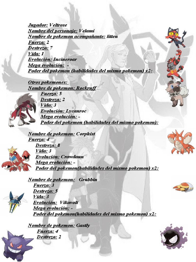 Ficha de Pokemon-1 Velt | PDF | Juegos y actividades