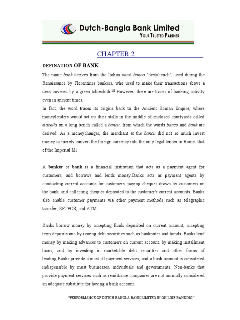 Report On Online Banking | PDF | Banks | Banks & Banking