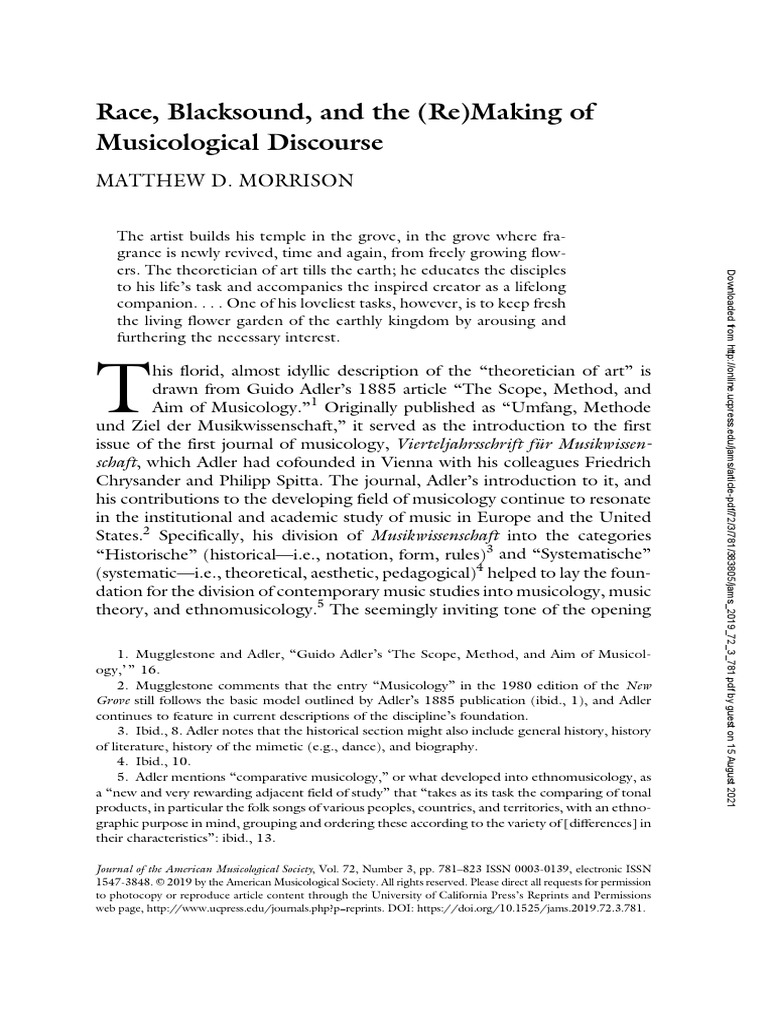 Matthew D. Morrison, "Race, Blacksound, and The (Re) Making of ...