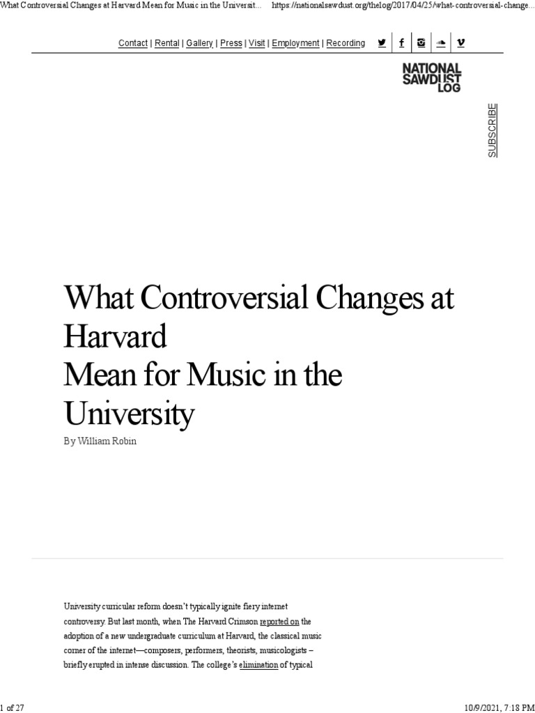 Harvard's Controversial Music Curriculum Changes | PDF | Curriculum ...