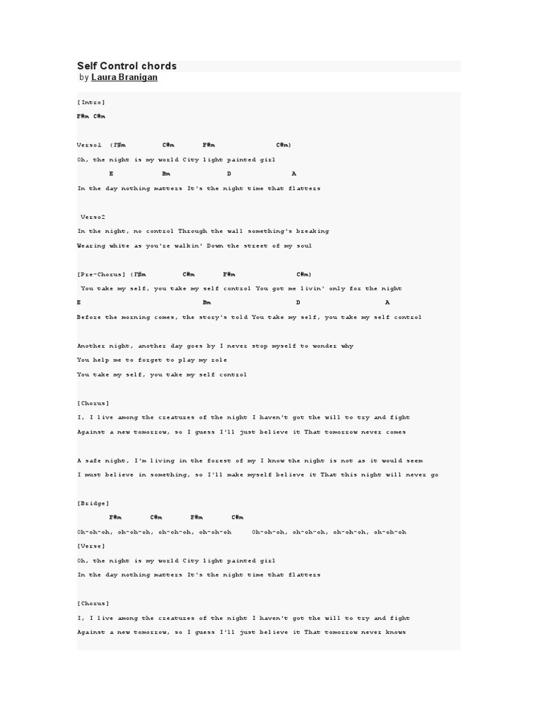 Self Control Chords | PDF