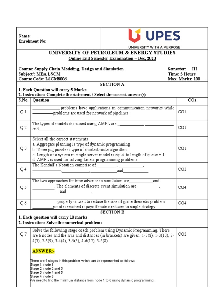 University of Petroleum & Energy Studies | PDF | Dynamic Programming ...