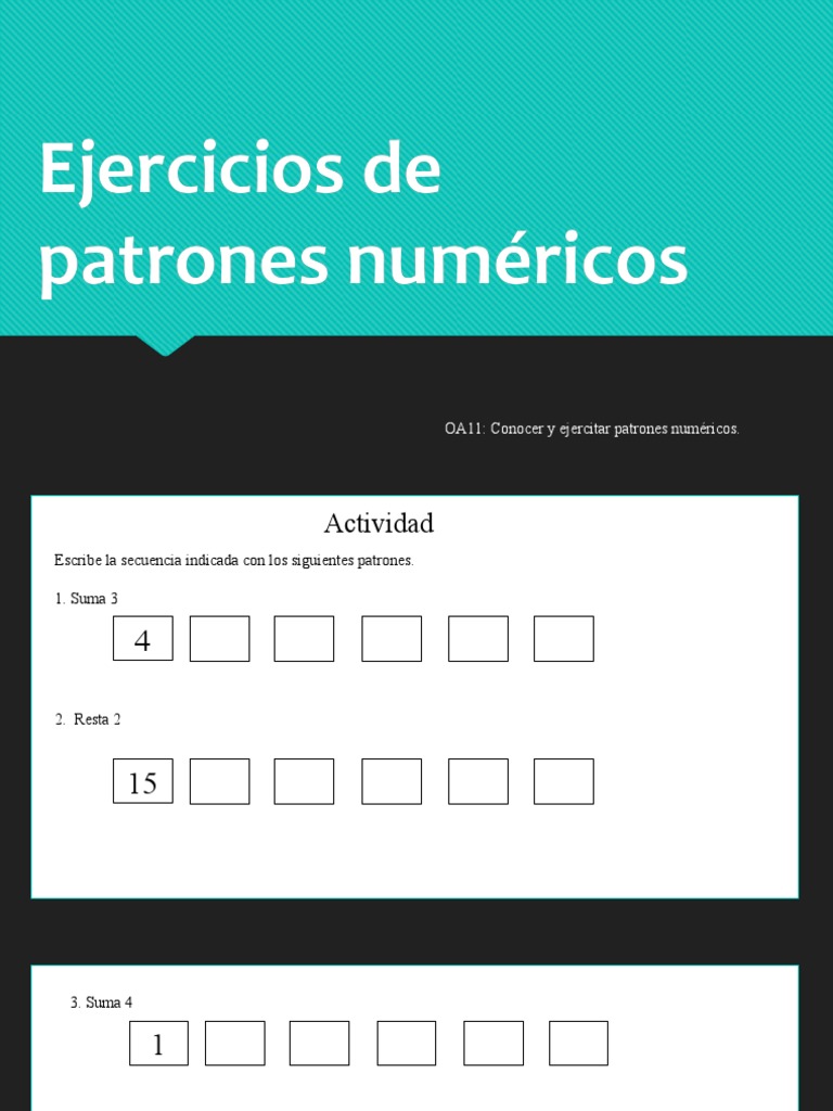 Ejercicios de Patrones Numéricos | PDF