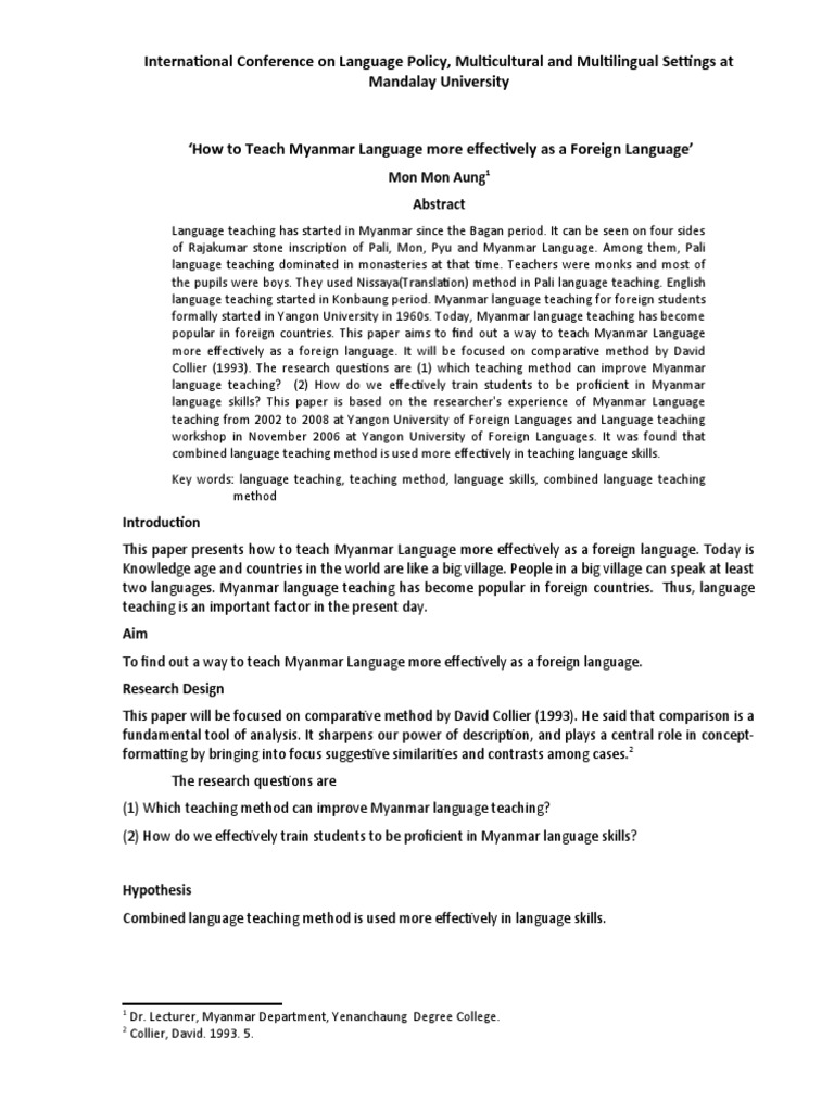 How To Teach Myanmar Language More Effectively | PDF | Language ...