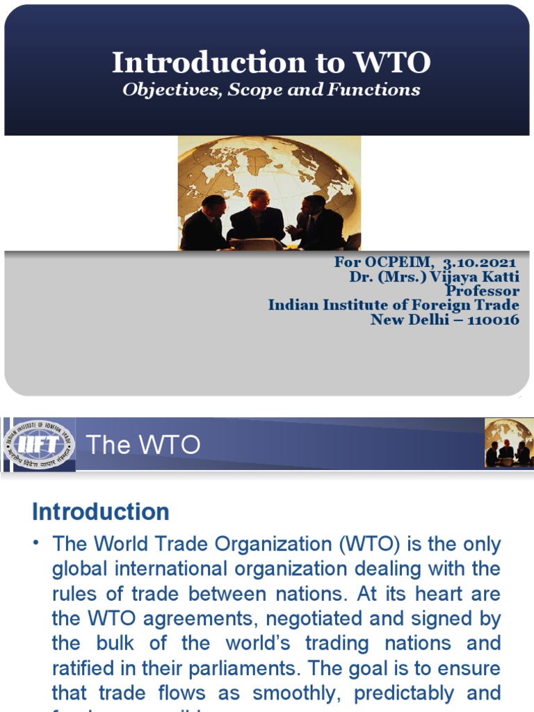 Introduction To WTO: Objectives, Scope and Functions | Download Free ...