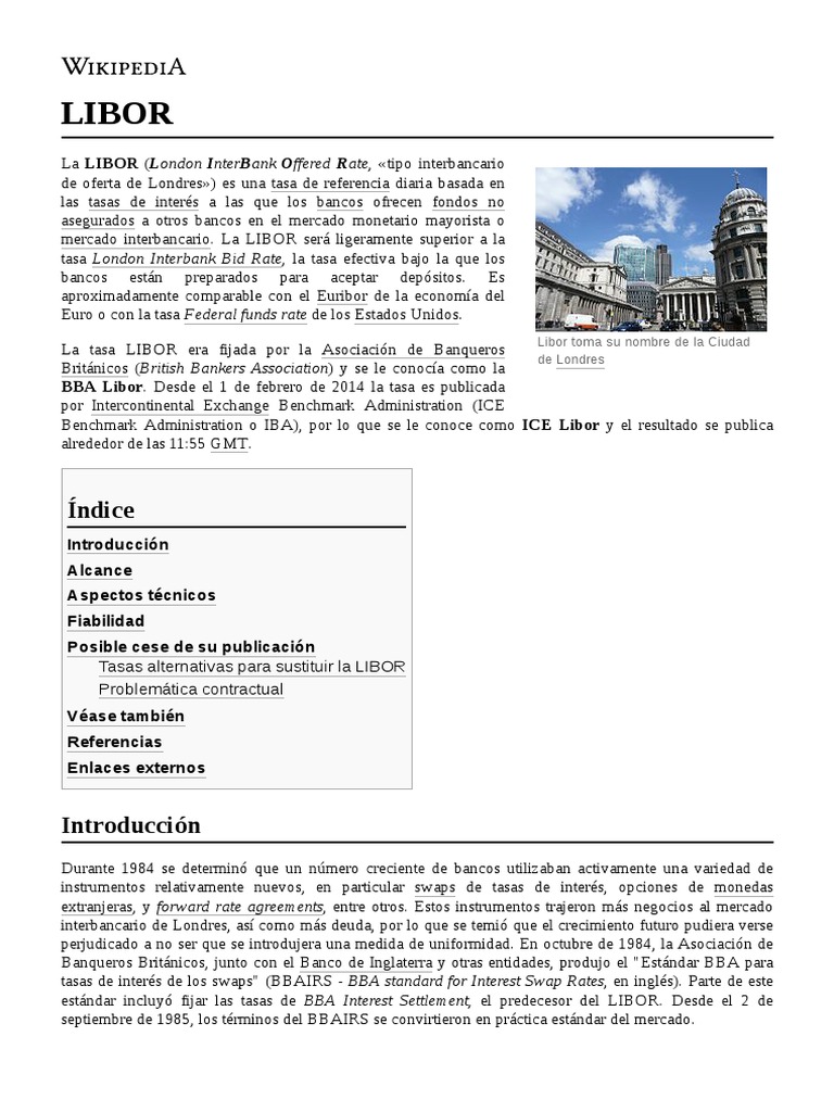 LIBOR Wikipedia | PDF | Libor | Inversiones