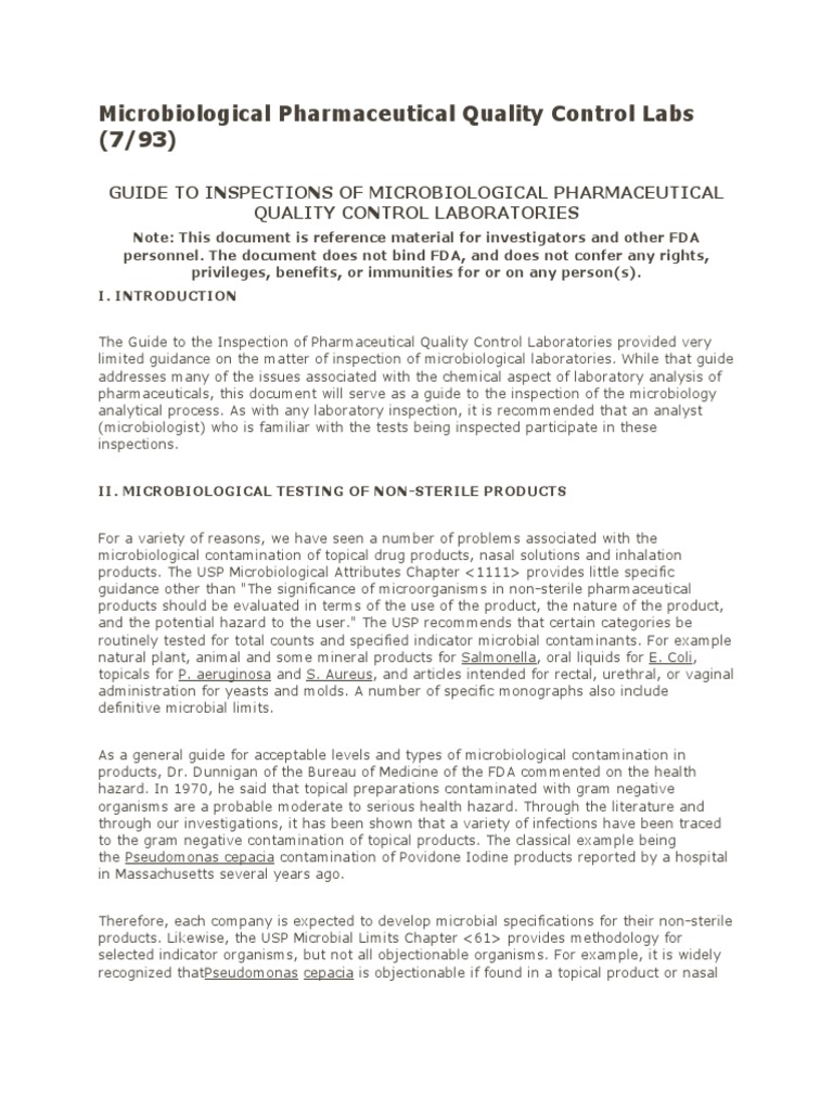Microbiological Pharmaceutical Quality Control Labs | PDF | Growth ...