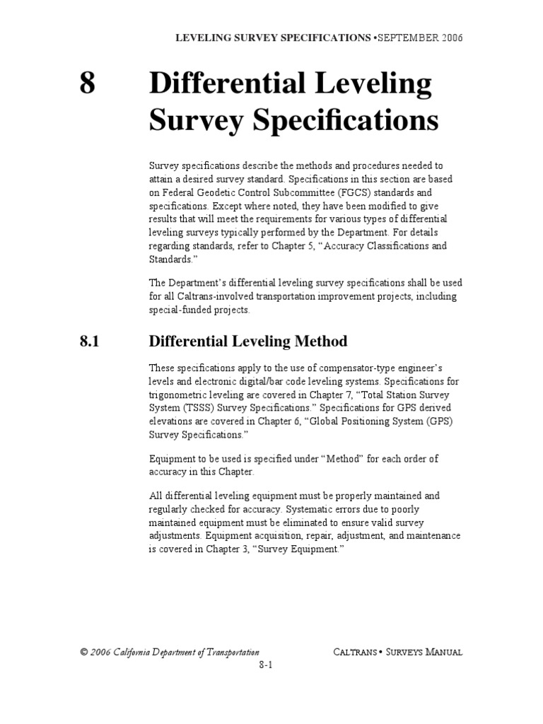 8 Differential Leveling Survey Specifications | PDF | Technology ...