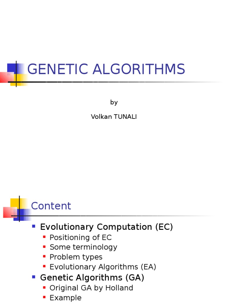 Genetic Algorithms: by Volkan TUNALI | PDF | Genetic Algorithm | Fitness (Biology)