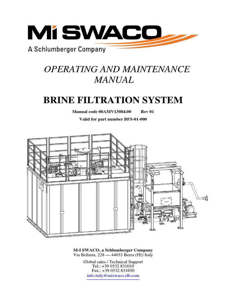Operating and Maintenance Manual: Brine Filtration System | PDF | Pump ...