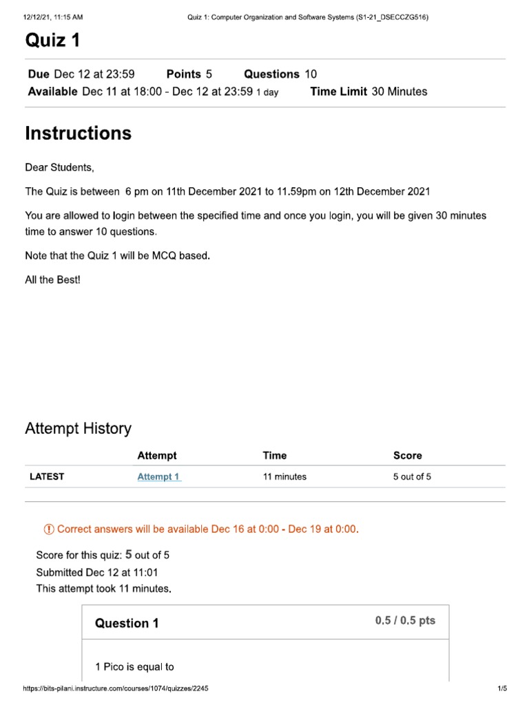 Coss Quiz 1 | PDF