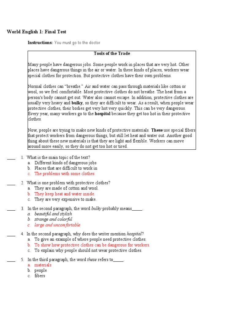 Nivel 1 Examen Final Basico | PDF | Clothing