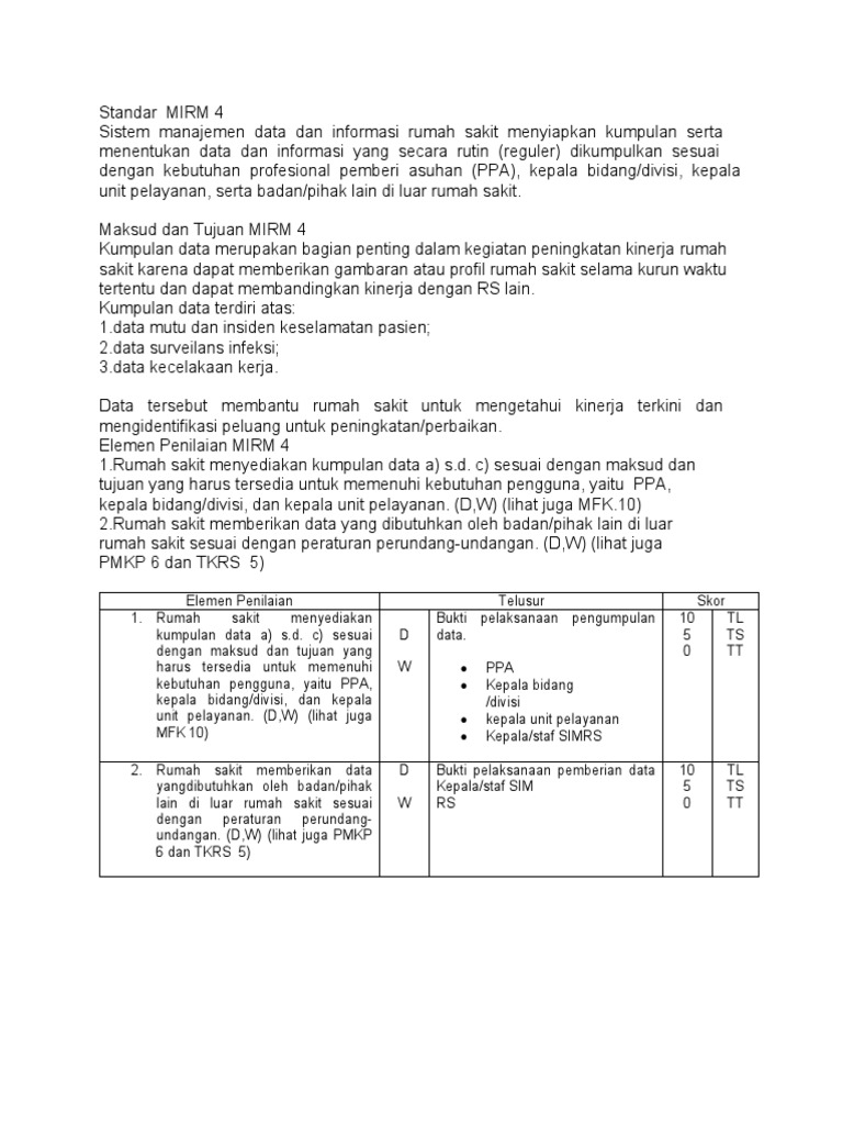Standar MIRM 4 | PDF