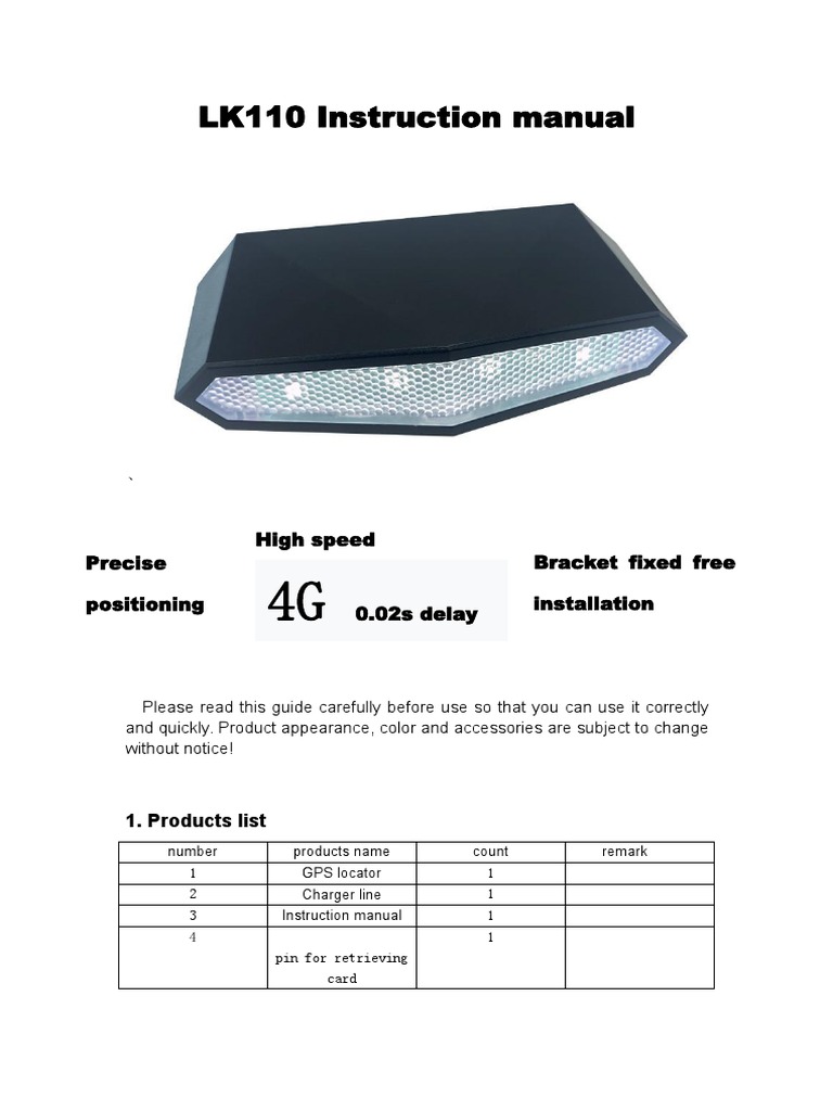 LK110 Instruction Manual: High Speed 0.02s Delay Precise Positioning ...