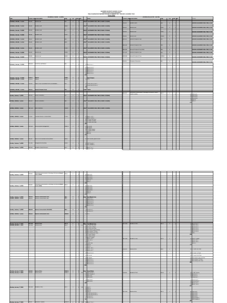 Exam Timetable for Jan 2022 | PDF | Economies | Business