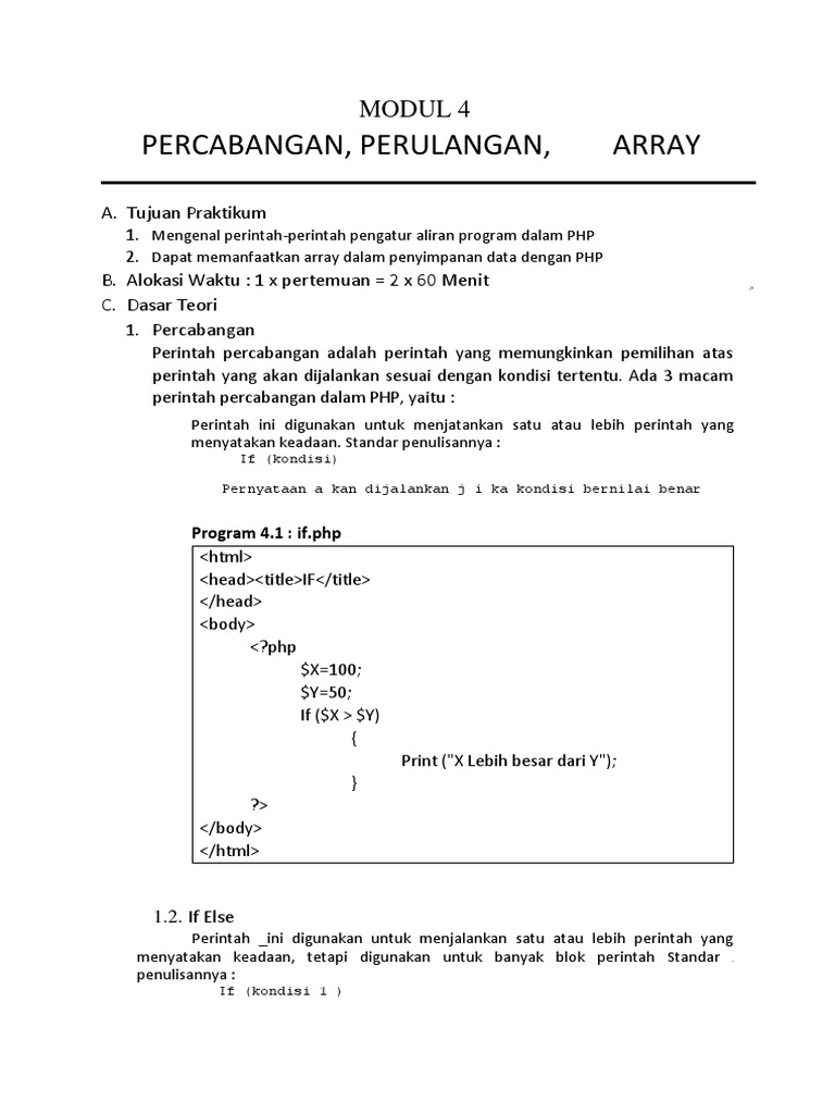 Contoh Struktur Data Array dalam PHP | PDF