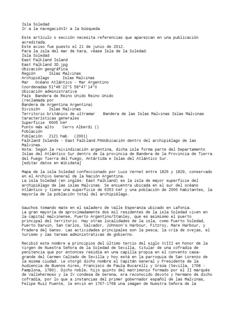 Isla Soledad | PDF | Ciencias sociales | Viajes y turismo