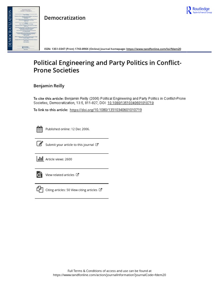 Political Engineering and Party Politics in Conflict-Prone Societies ...