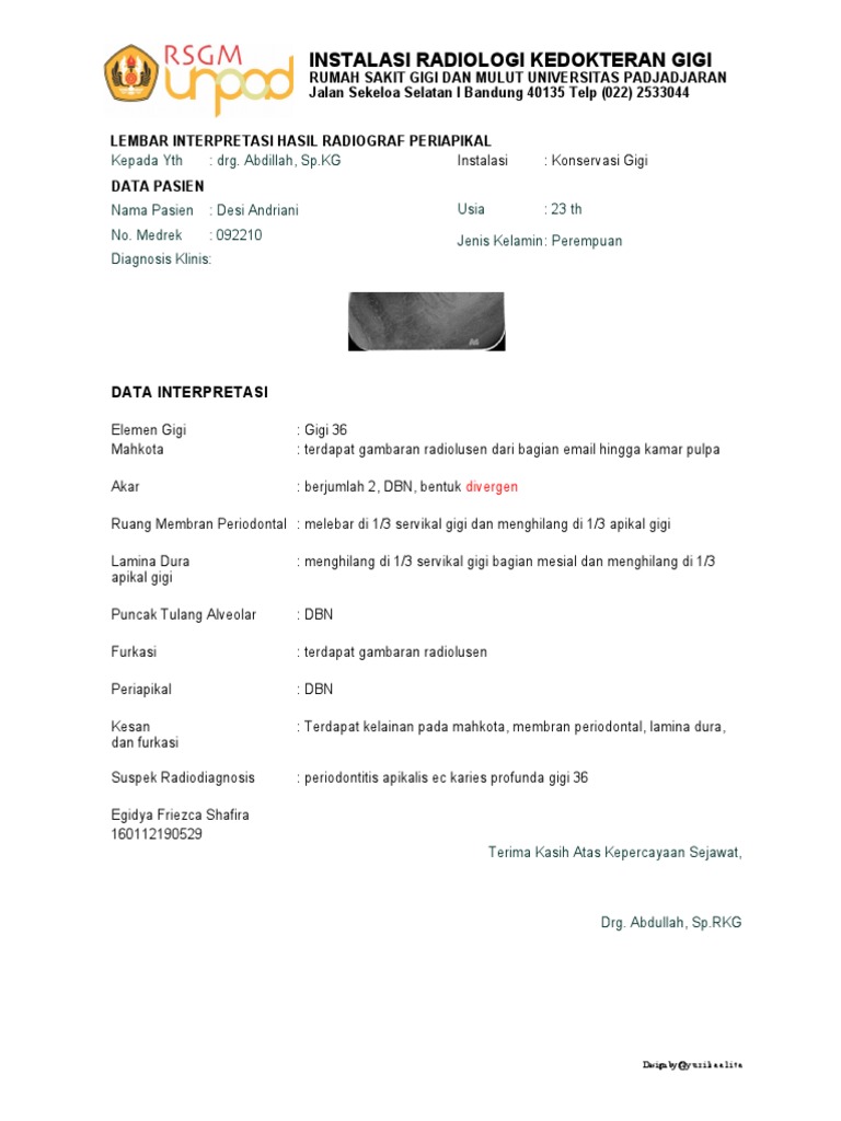 Interpretasi Radiografi Gigi 36 | PDF