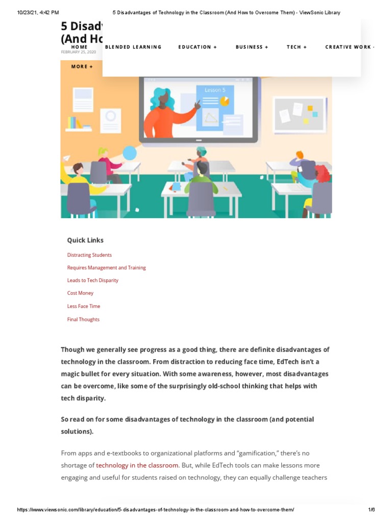 5 Disadvantages of Technology in The Classroom (And How To Overcome ...