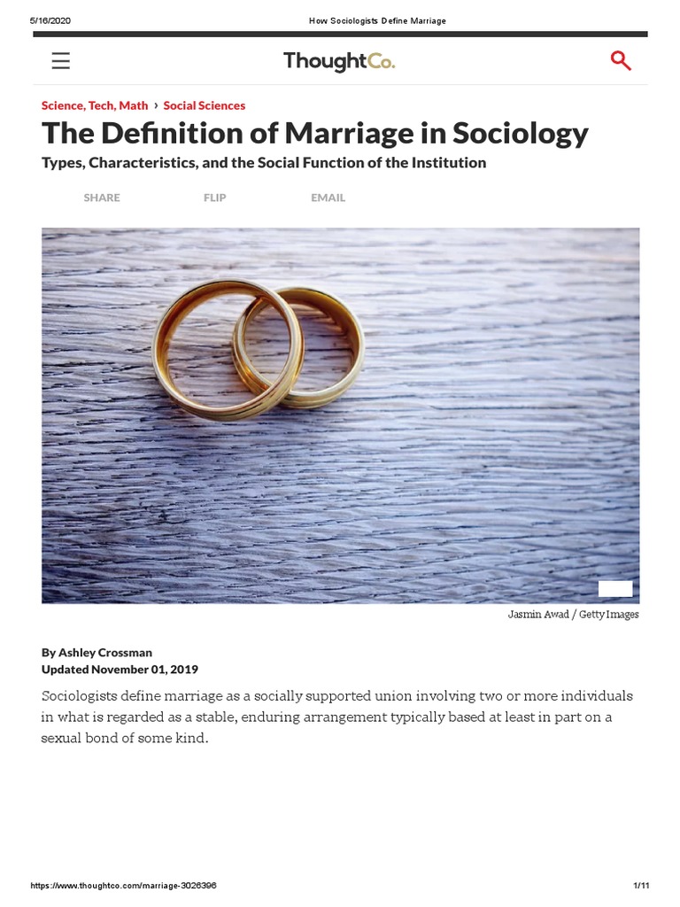 Sociological Definition of Marriage | PDF | Marriage | Family