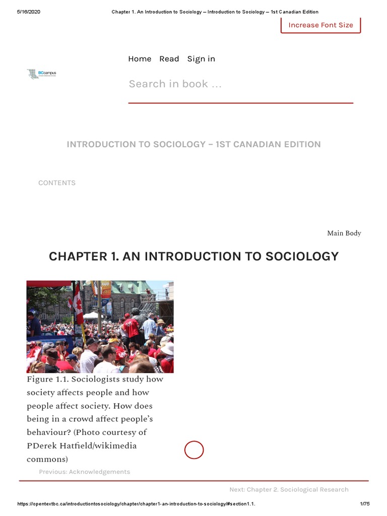 Chapter 1. An Introduction To Sociology - Introduction To Sociology ...